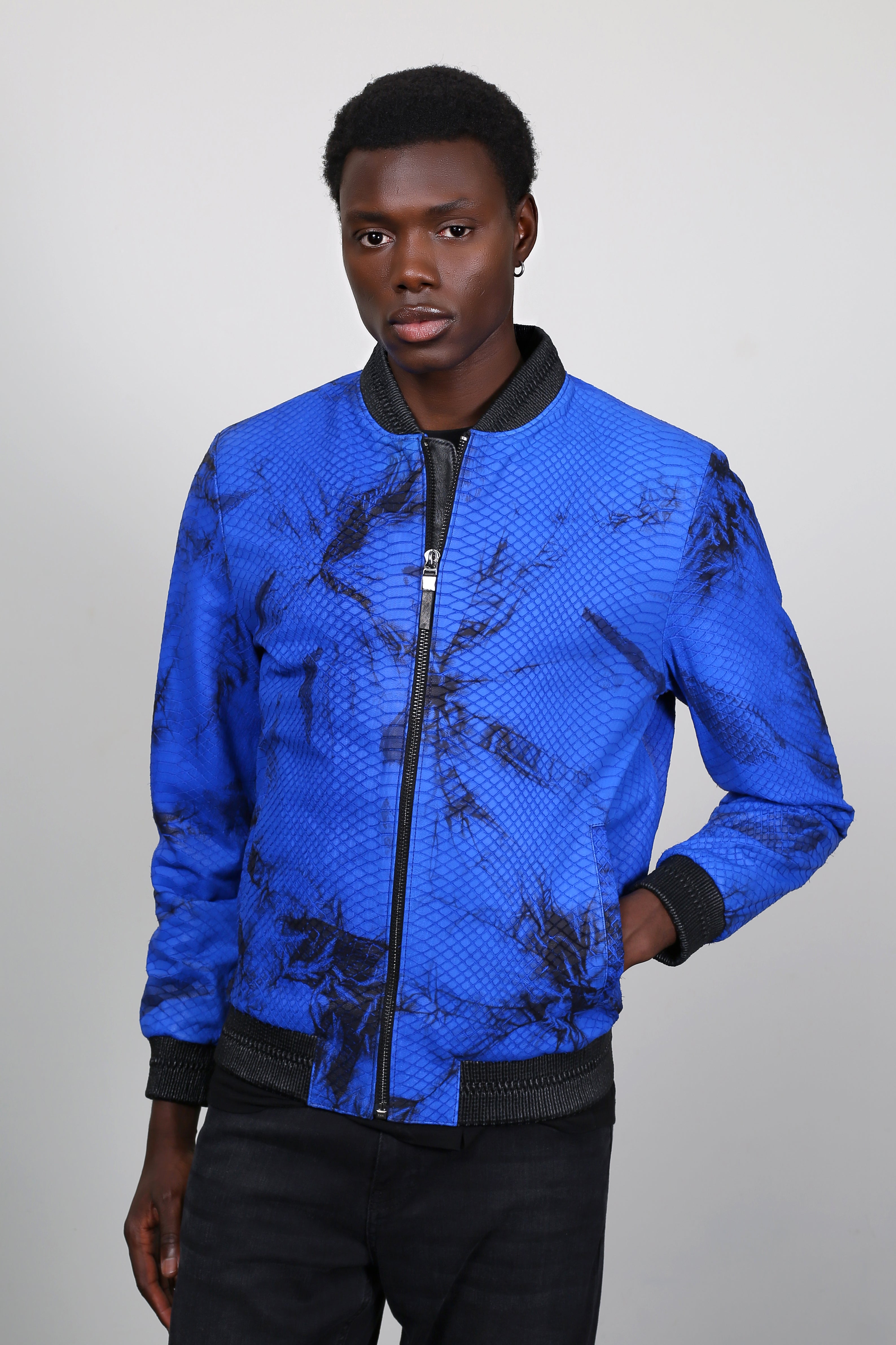 Azure Venom Suede Leather Jacket – Barya Leather